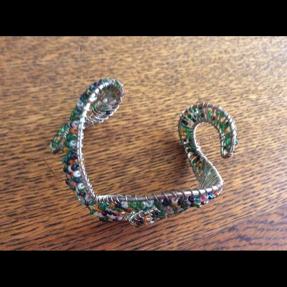 Gypsy Art | Jewelry | Gypsy Spiral Bead Wrap Silver Tone Wire Bracelet ...